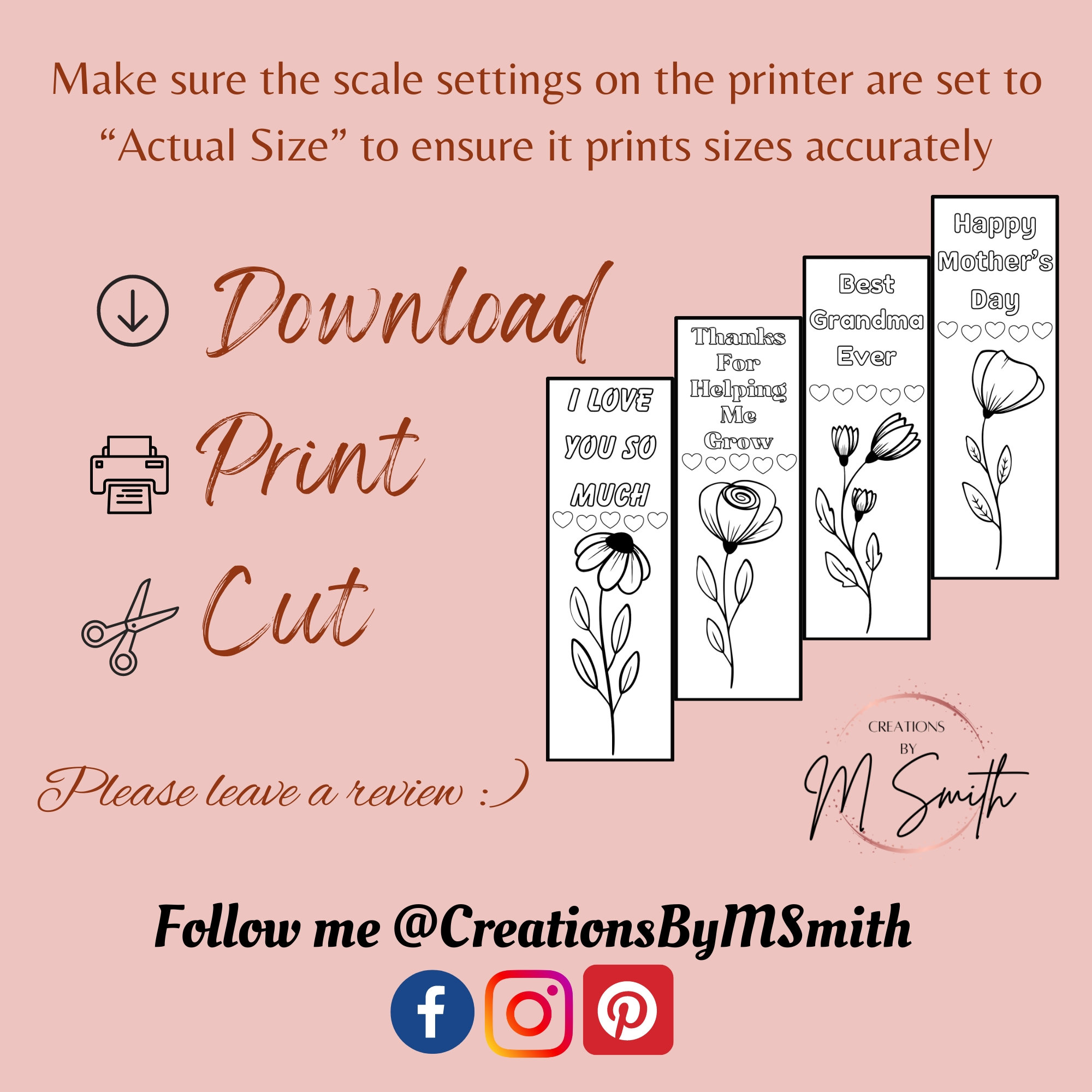 Mothers Day Bookmarks, Coloring Bookmarks, Gifts for Grandma, Gifts for ...