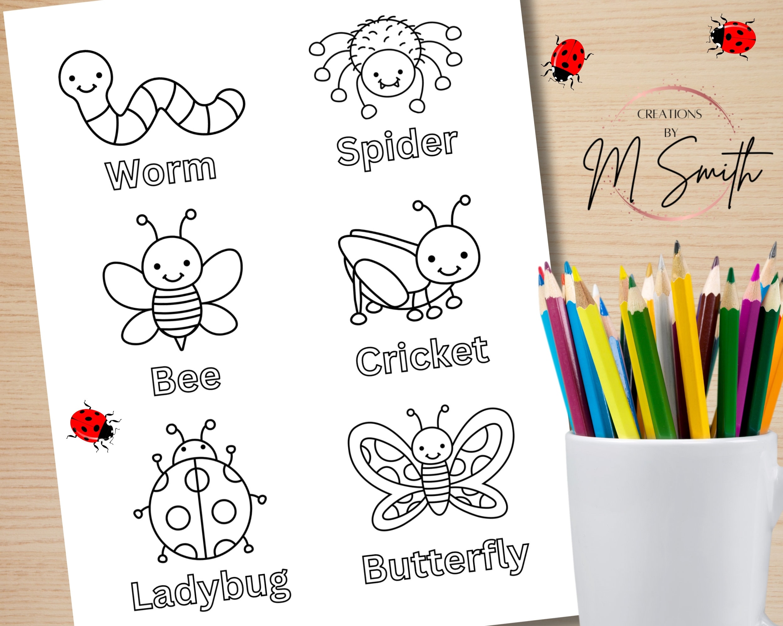 Insect Coloring Pages: Educational Bug Coloring Sheets (PDF) - Etsy