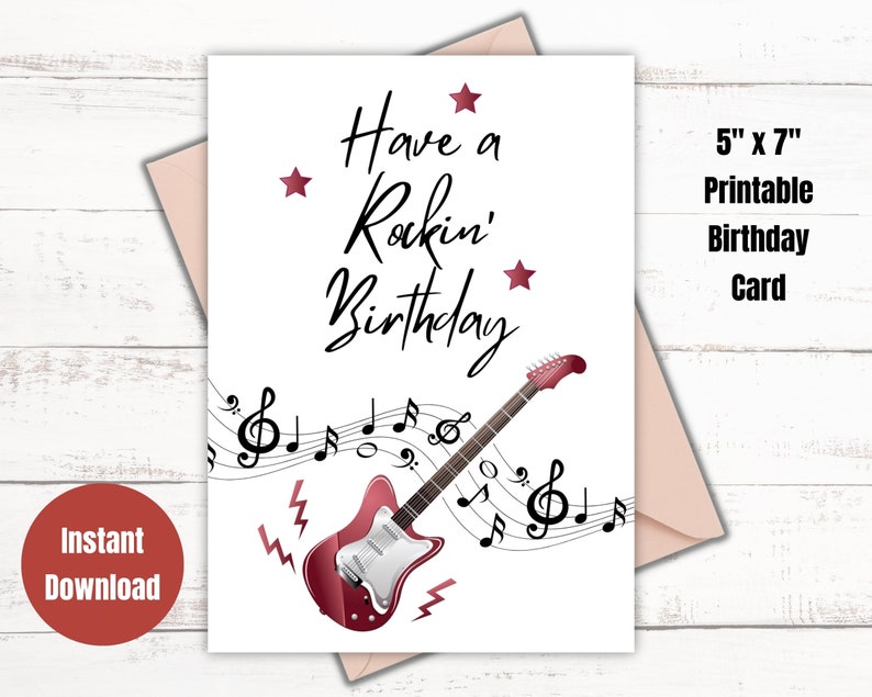 Rockin' Birthday Card, Music-themed Birthday, Guitarist Birthday Gift ...