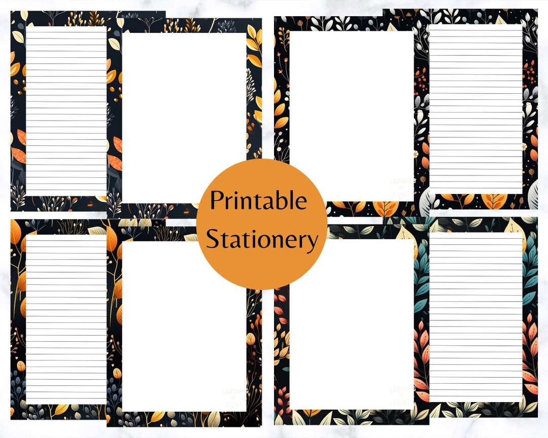 Woodland Floral Stationery, Printable Autumn Stationery, Printable ...