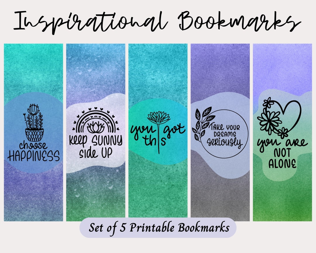 Inspirational Quote Bookmarks Printable, Motivational Reading Markers ...