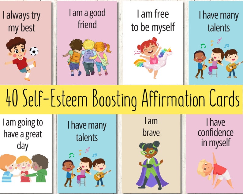 Affirmation Cards for Kids Printable, Self Esteem Boosting, Positive ...