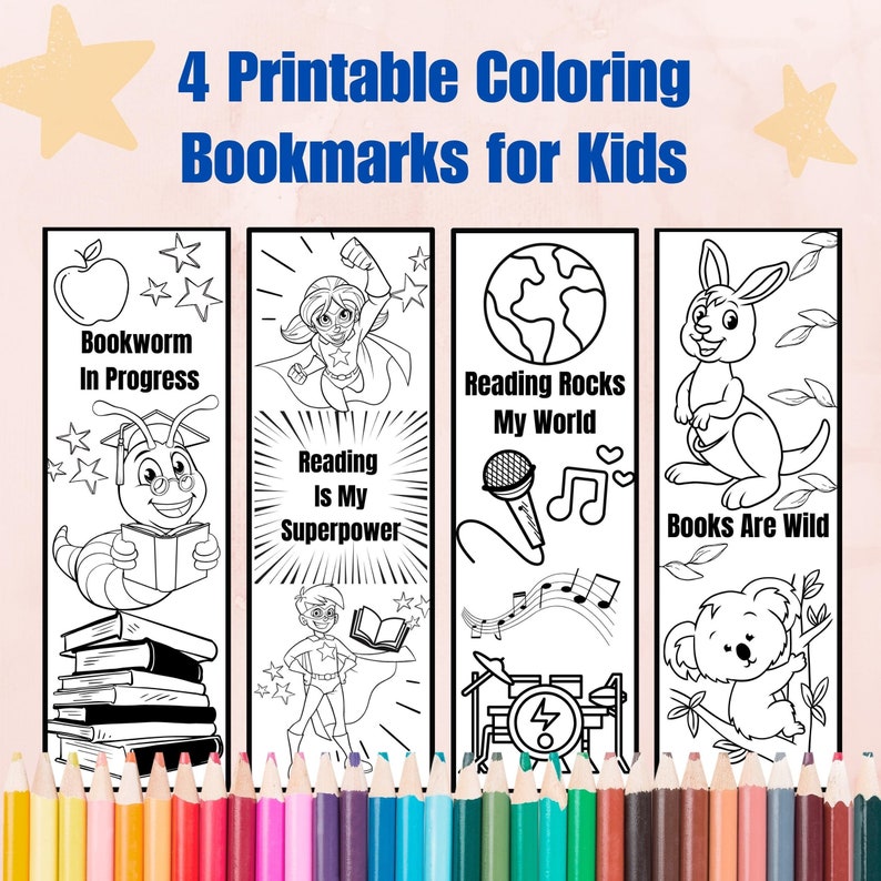 Printable Coloring Bookmarks: Reading Rewards for Kids (digital ...