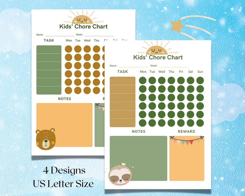 Kids Chore Chart , Printable Chore Chart, Chore Chart Bundle ...