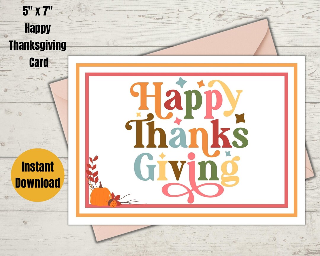 Happy Thanksgiving Card, Printable Thanksgiving Card, Thanksgiving ...