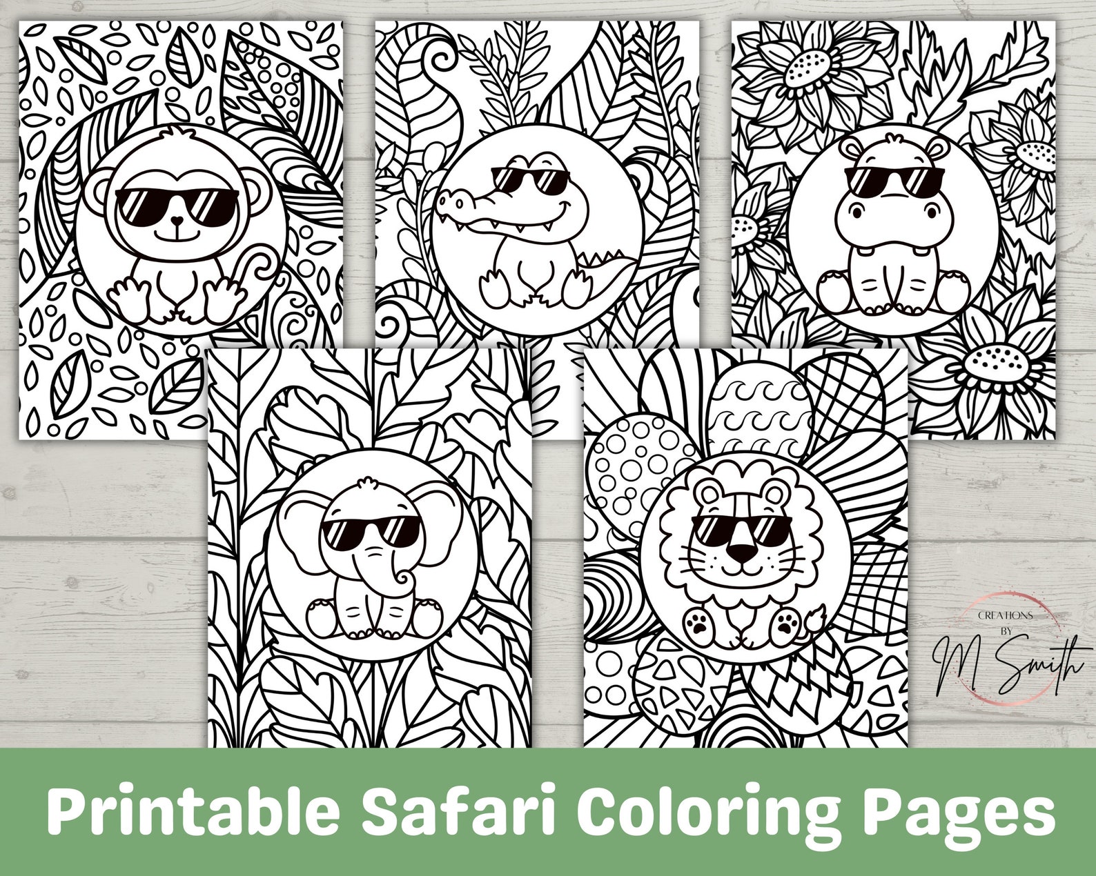 Printable Safari Animals Coloring Pages: Jungle Theme (PDF) - Etsy