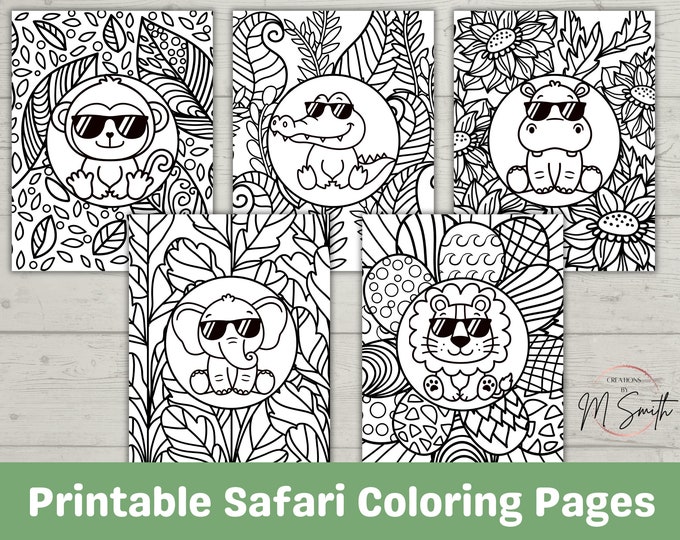 Wild Safari Animals Coloring Pages Printable, Safari Coloring Pages ...