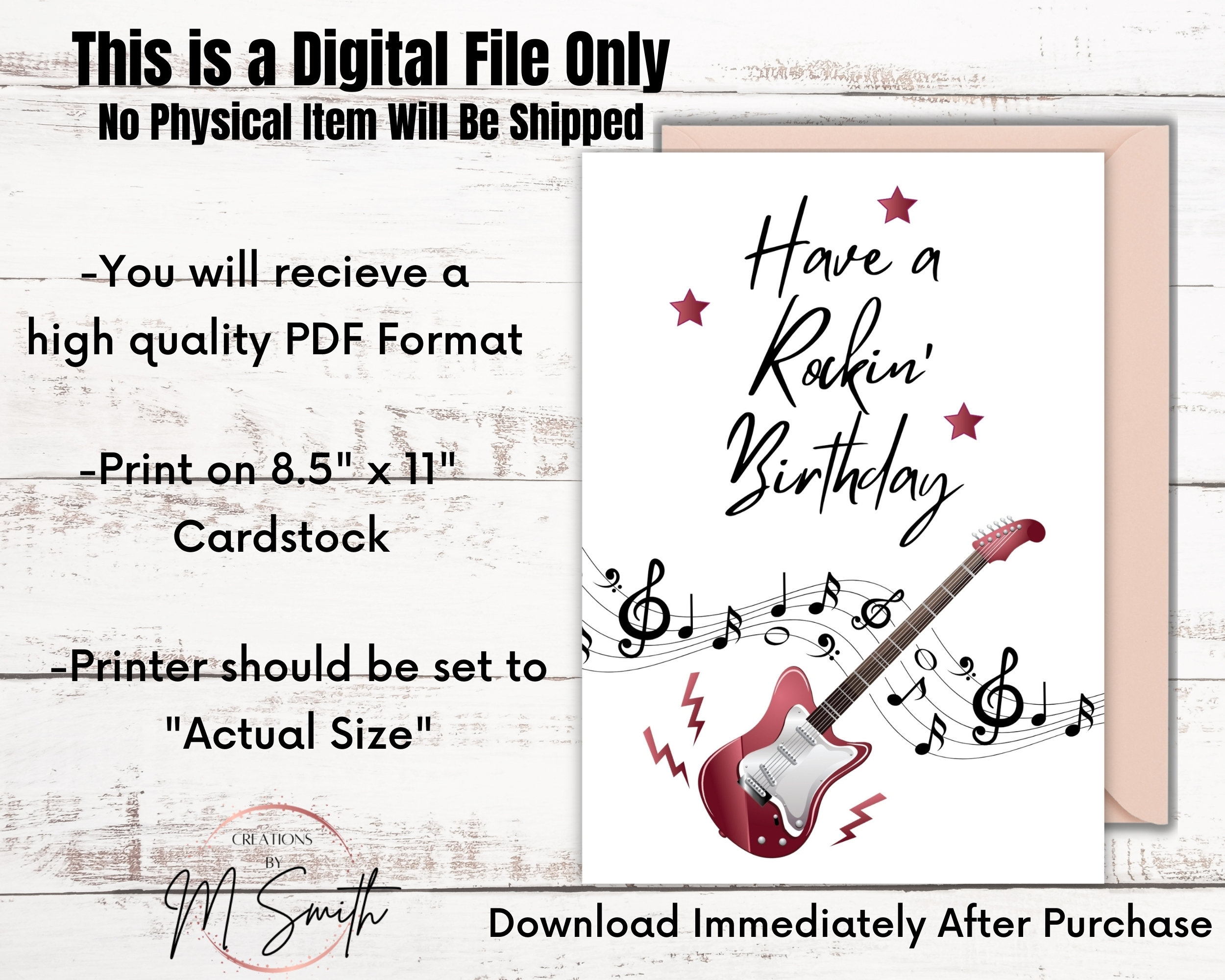 Rockin' Birthday Card, Music-themed Birthday, Guitarist Birthday Gift ...