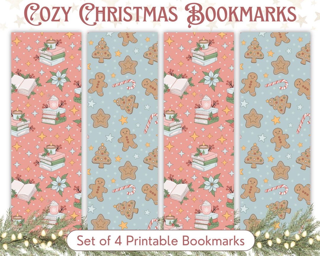 Cozy Christmas Printable Bookmarks, Gingerbread Bookmarks, Christmas ...