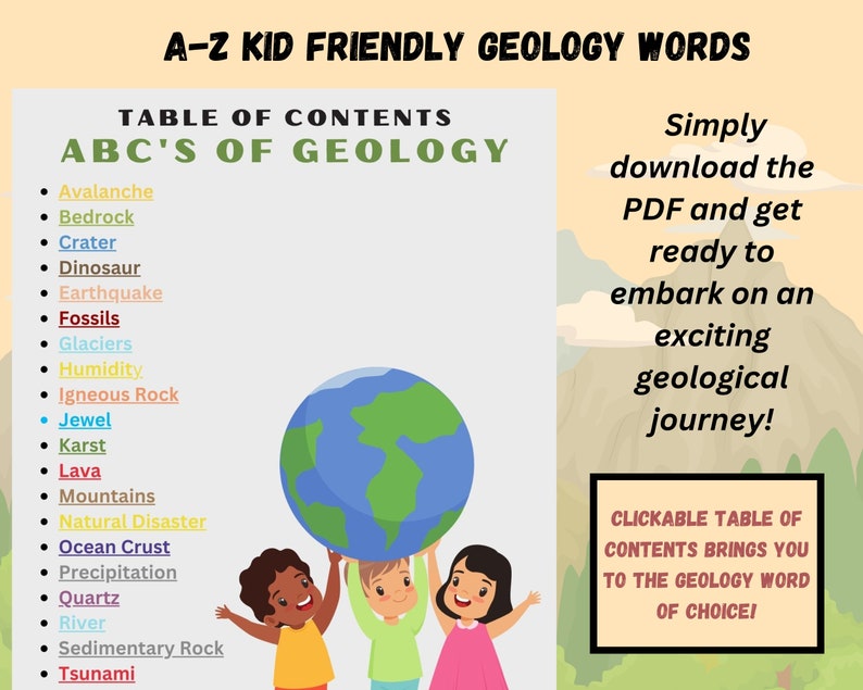 Geology Abc's Ebook: Earth Science for Kids (digital Download) - Etsy