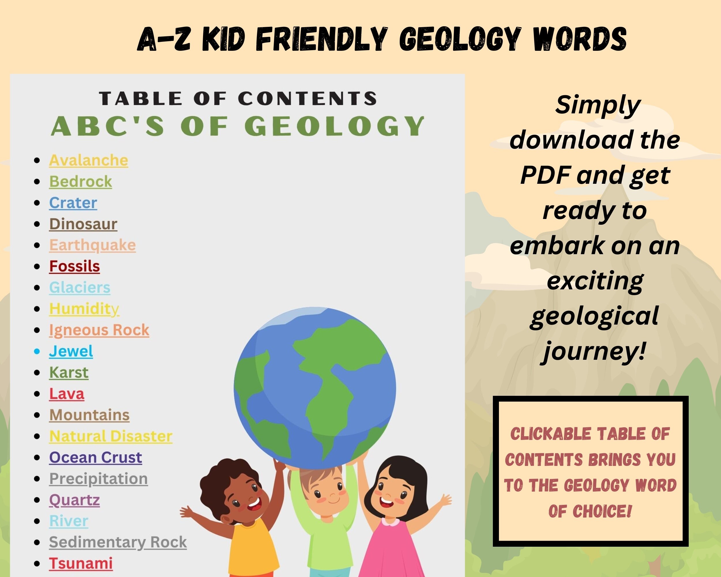 Geology Abc's Ebook: Earth Science for Kids (digital Download) - Etsy