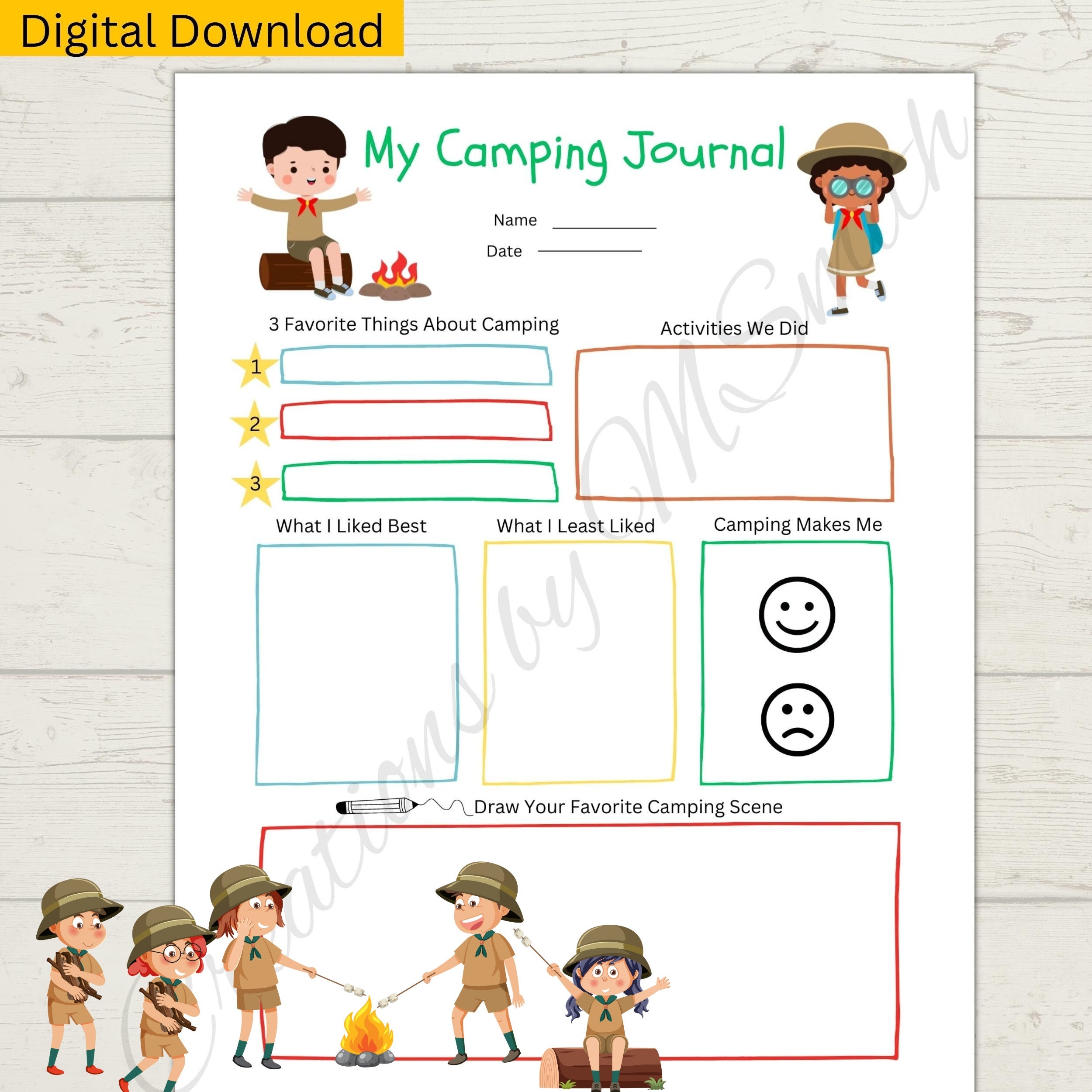 Kids Camping Journal: Adventure Diary, Summer Camp Activity (digital ...