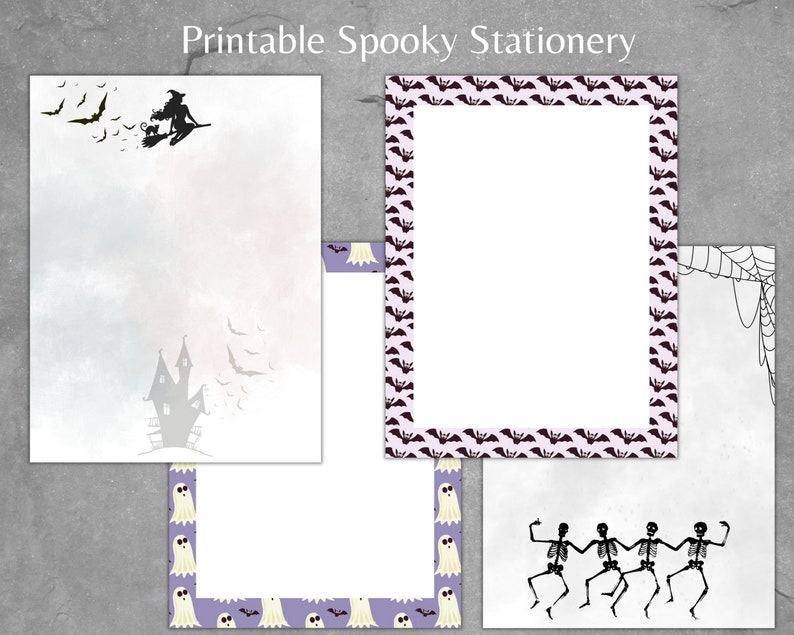 Printable Halloween Stationery Set: Spooky Border Paper (digital ...