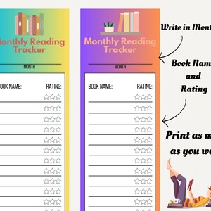 Monthly Reading Tracker Bookmarks: Set of 5 Printable Logs (PDF) - Etsy