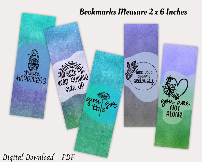 Inspirational Quote Bookmarks Printable, Motivational Reading Markers ...