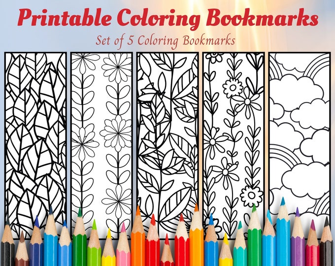 Printable Spring Coloring Bookmarks - Set of 6 - PDF Instant Digital ...
