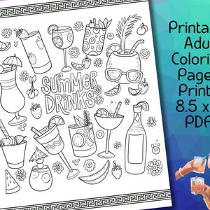 Printable Summer Coloring Pages, Summer Drinks, DIY Coloring Sheets ...