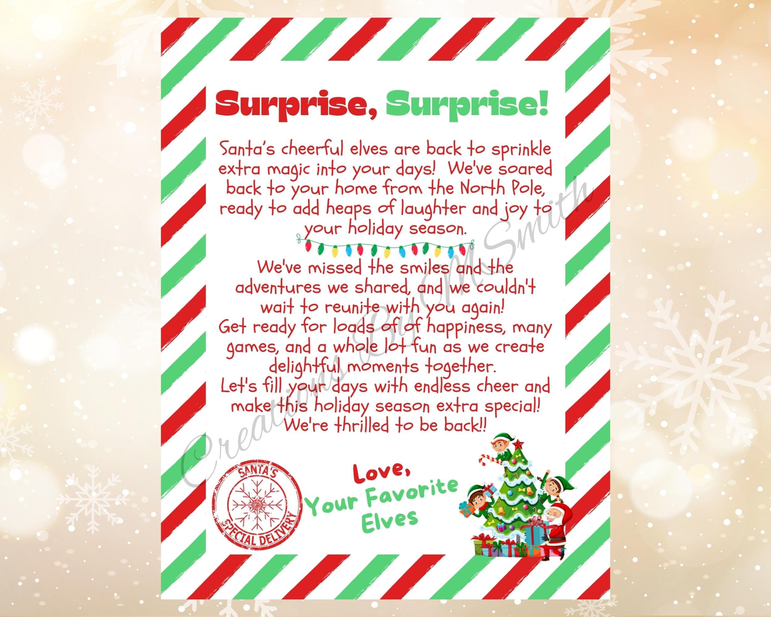 Elf Arrival Letter, Surprise Letter From Multiple Elves, Christmas Elf ...