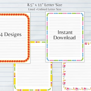 Back to School Printable Stationery: Lined & Unlined Paper (digital ...