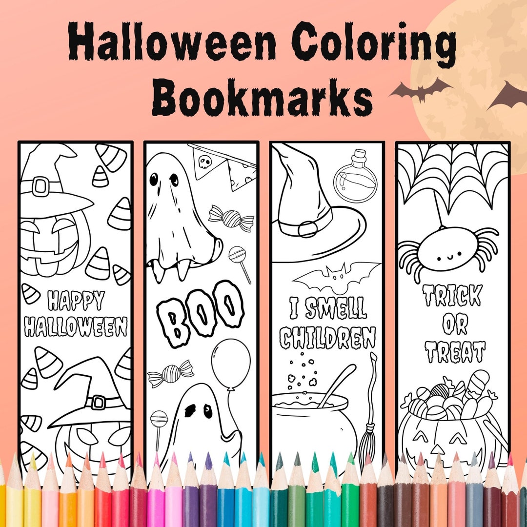 Halloween Coloring Bookmarks, Halloween Coloring Page, Halloween ...