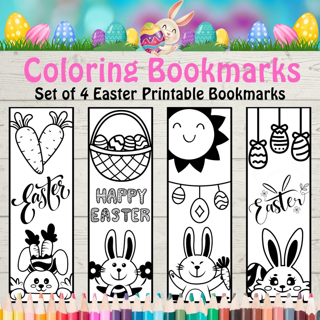 Easter Coloring Bookmarks: Spring Printable Bookmarks (set of 4) (PDF ...