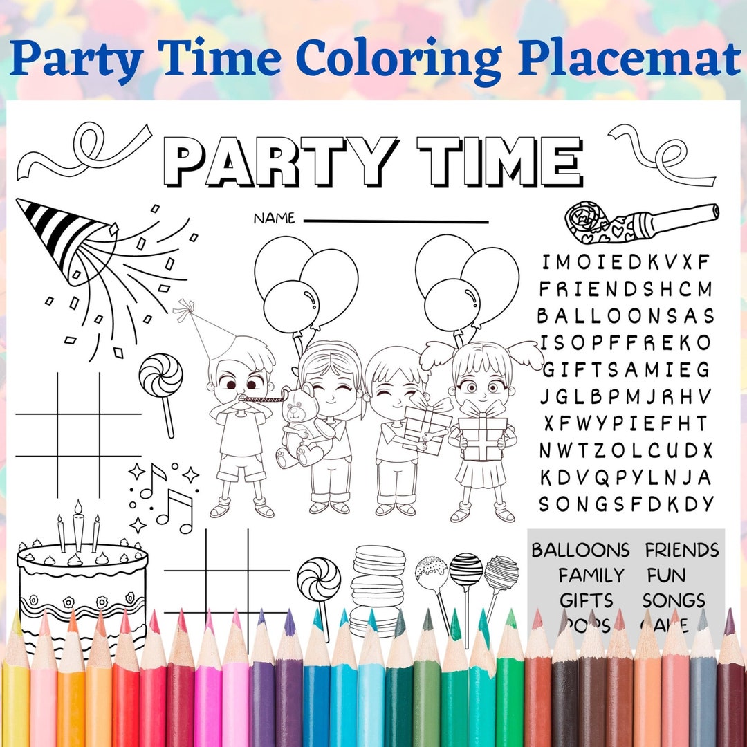 Birthday Printable Placemat, Activity Placemat, Coloring Placemats ...
