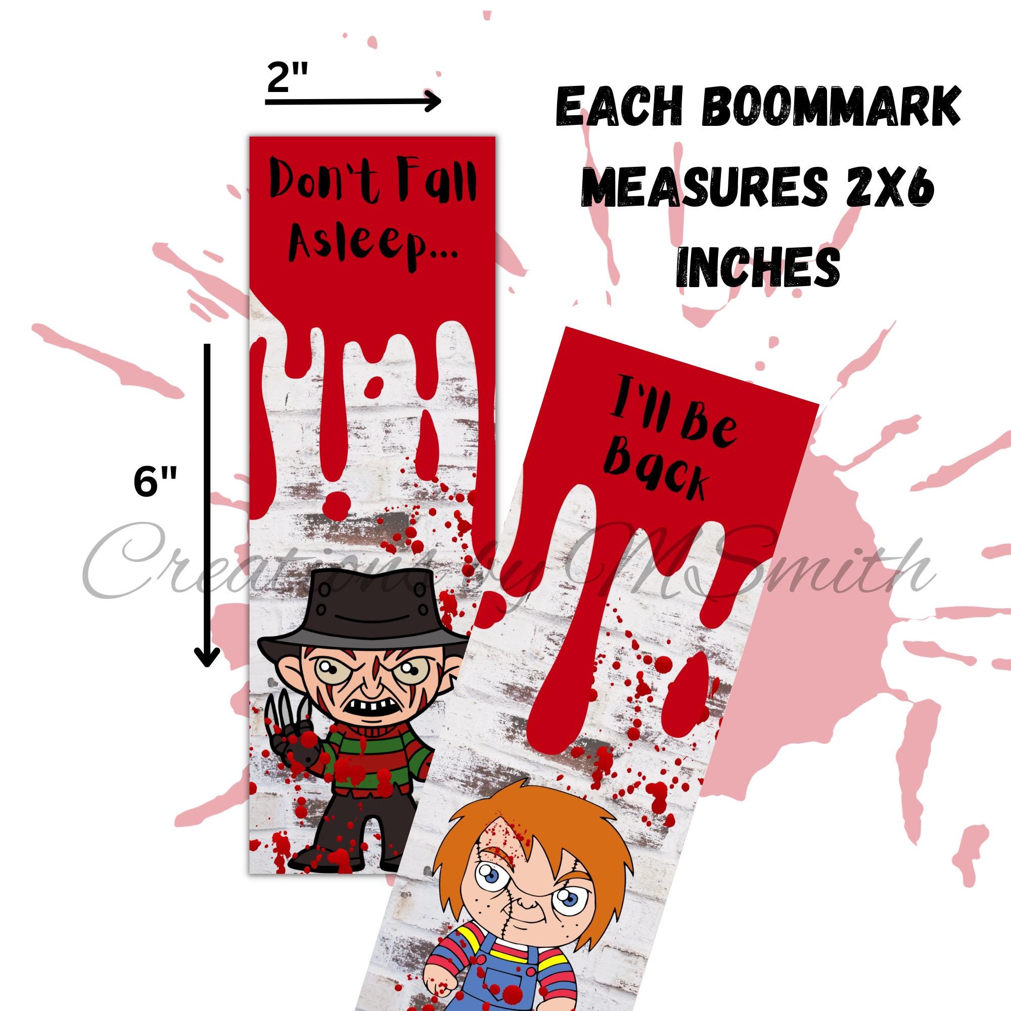 Horror Bookmarks, Slasher Movie Bookmarks, Halloween Bookmarks, Scary ...