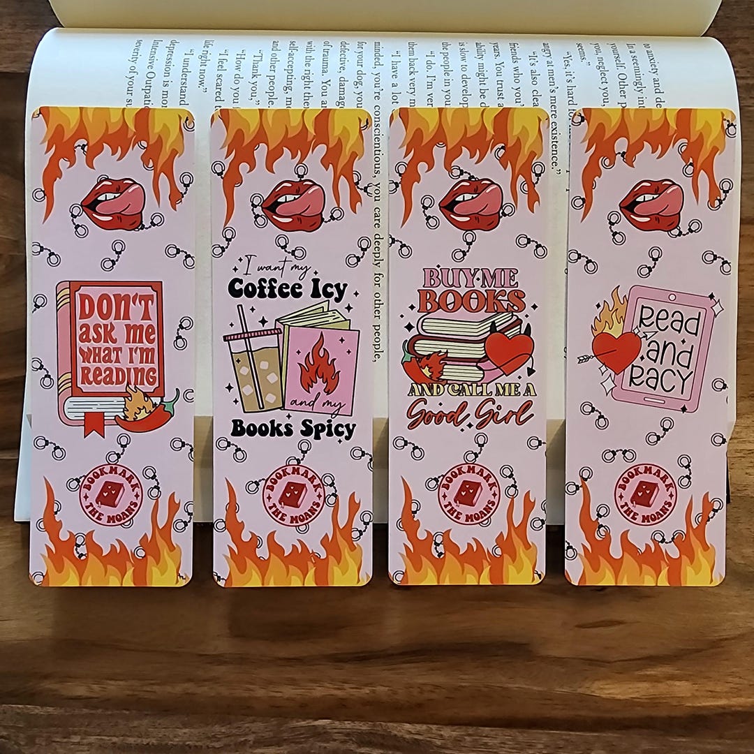 Spicy Reads Bookmarks Set of 4, Smutty Bookmarks, Adult Romance ...