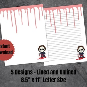 Horror Movie Stationery: Printable Lined/unlined Writing Paper (digital ...