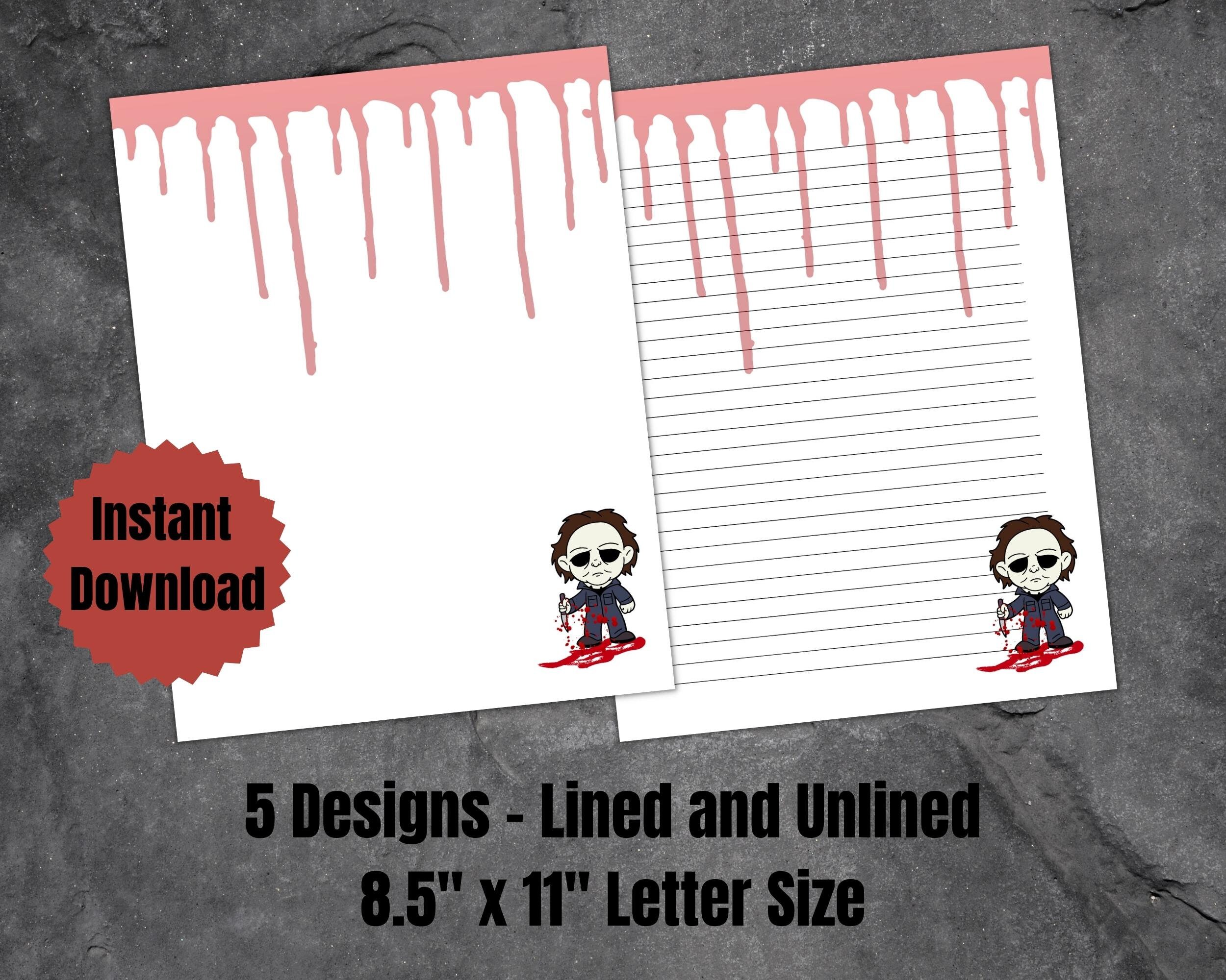 Horror Movie Stationery: Printable Lined/unlined Writing Paper (digital ...