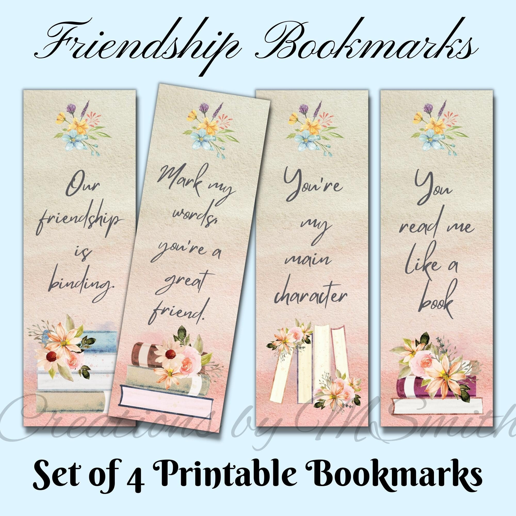 Friendship Bookmarks, Bookmarks for Women, Book Club Favors, Bookmarks ...