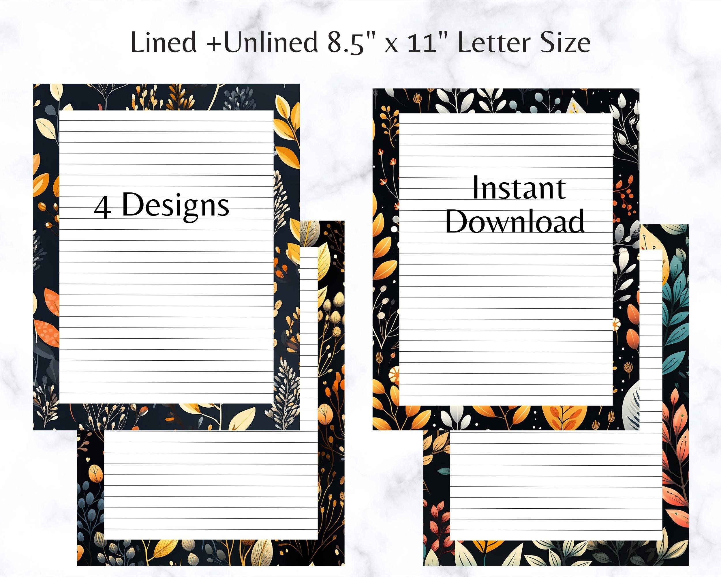 Woodland Floral Stationery, Printable Autumn Stationery, Printable ...