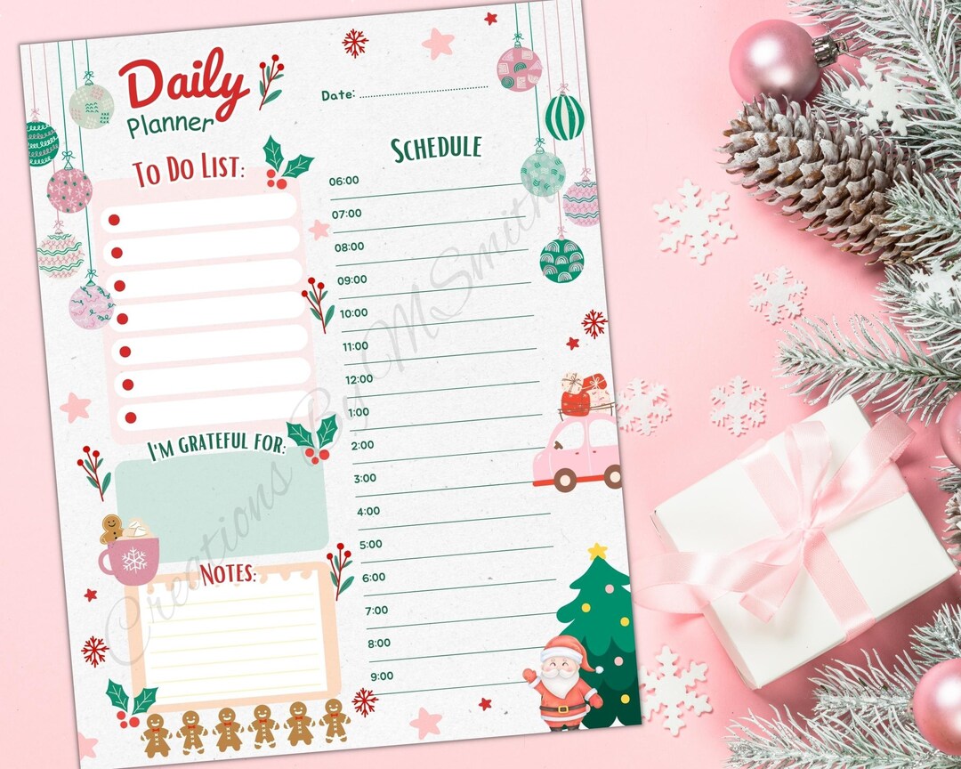Printable Holiday Daily Planner: Festive Schedule Tracker (digital ...