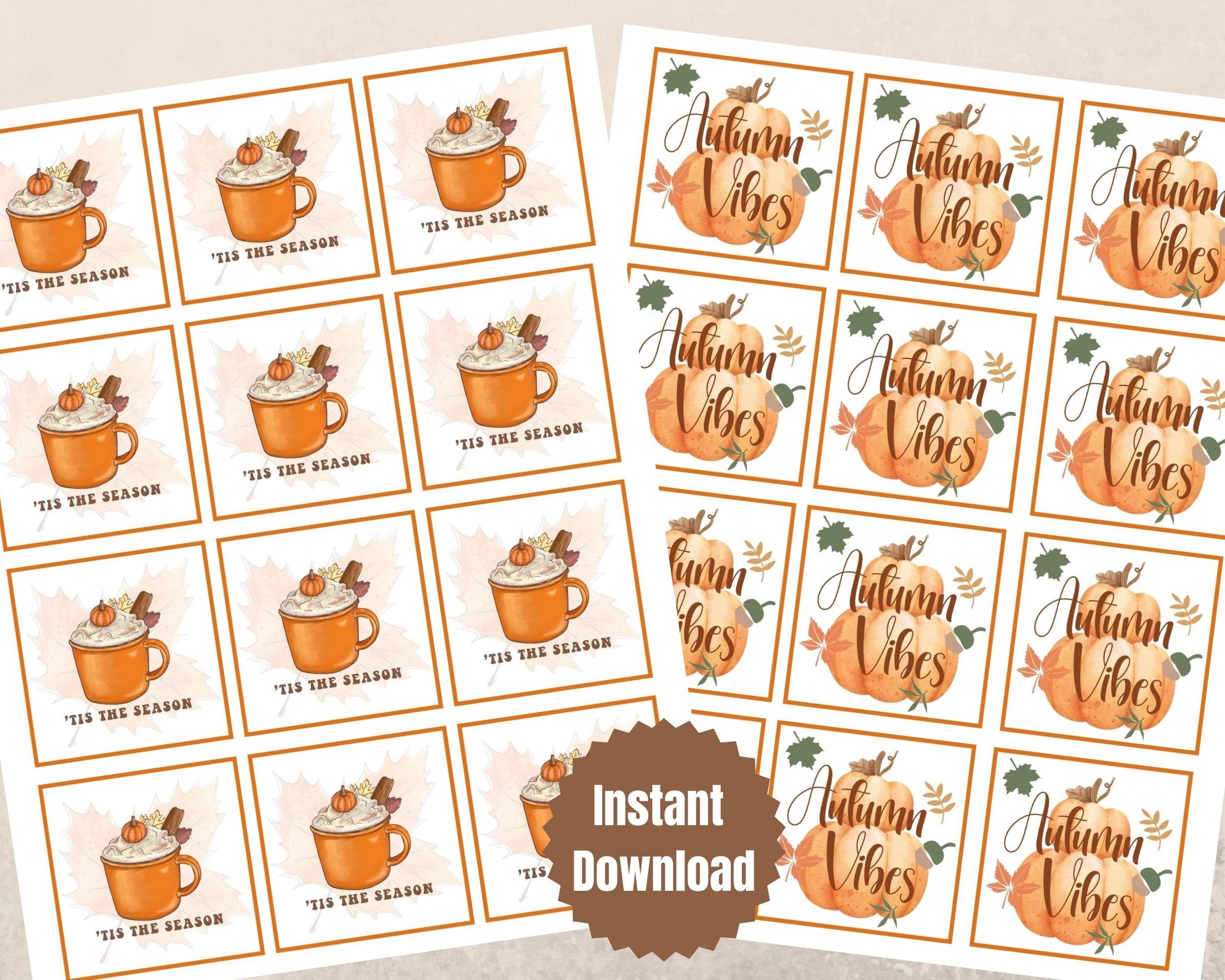 Printable Fall Gift Tags, Autumn Gift Tags, Cupcake Toppers, Autumn ...