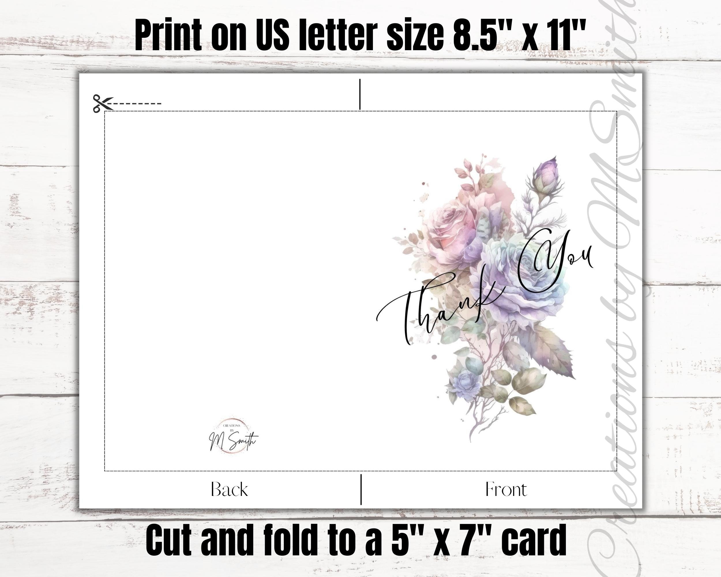 Floral Thank You Card: Printable Gratitude Card (instant Download) - Etsy