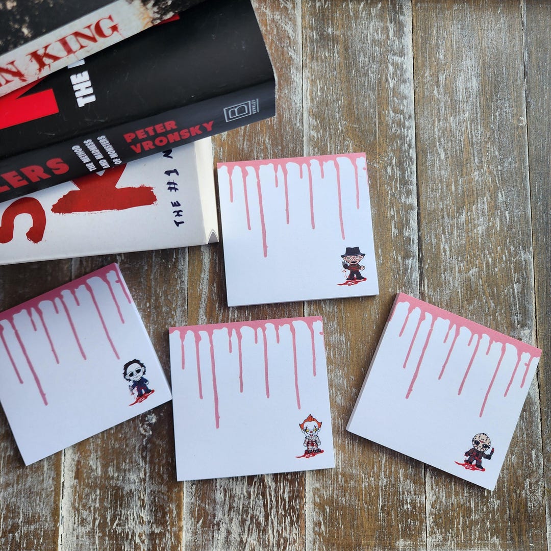 Horror Slasher Sticky Notes: Spooky Stationery, Horror Fan Gift - Bonus ...