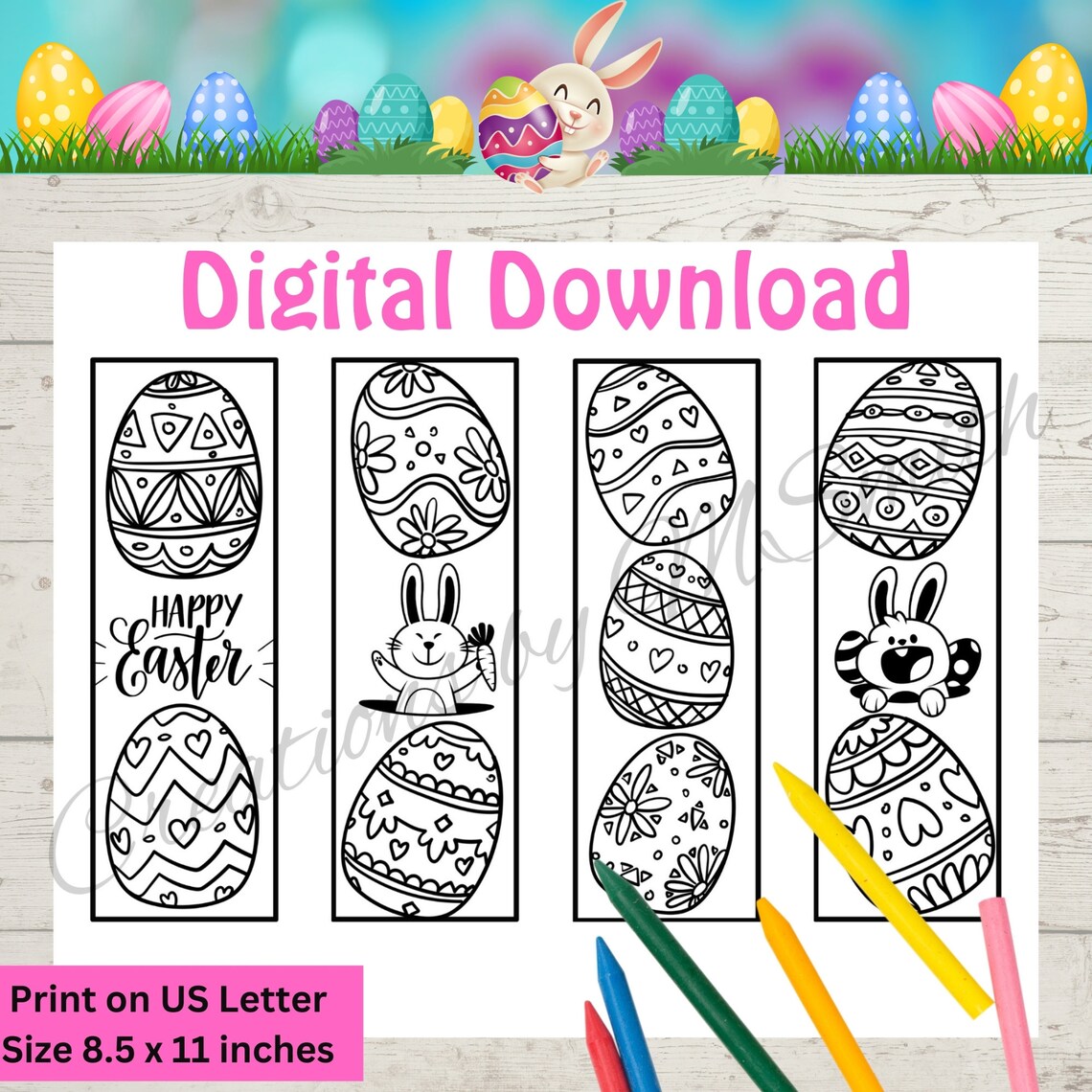 Easter Coloring Bookmarks, Easter Coloring Pages, Spring Coloring Pages ...