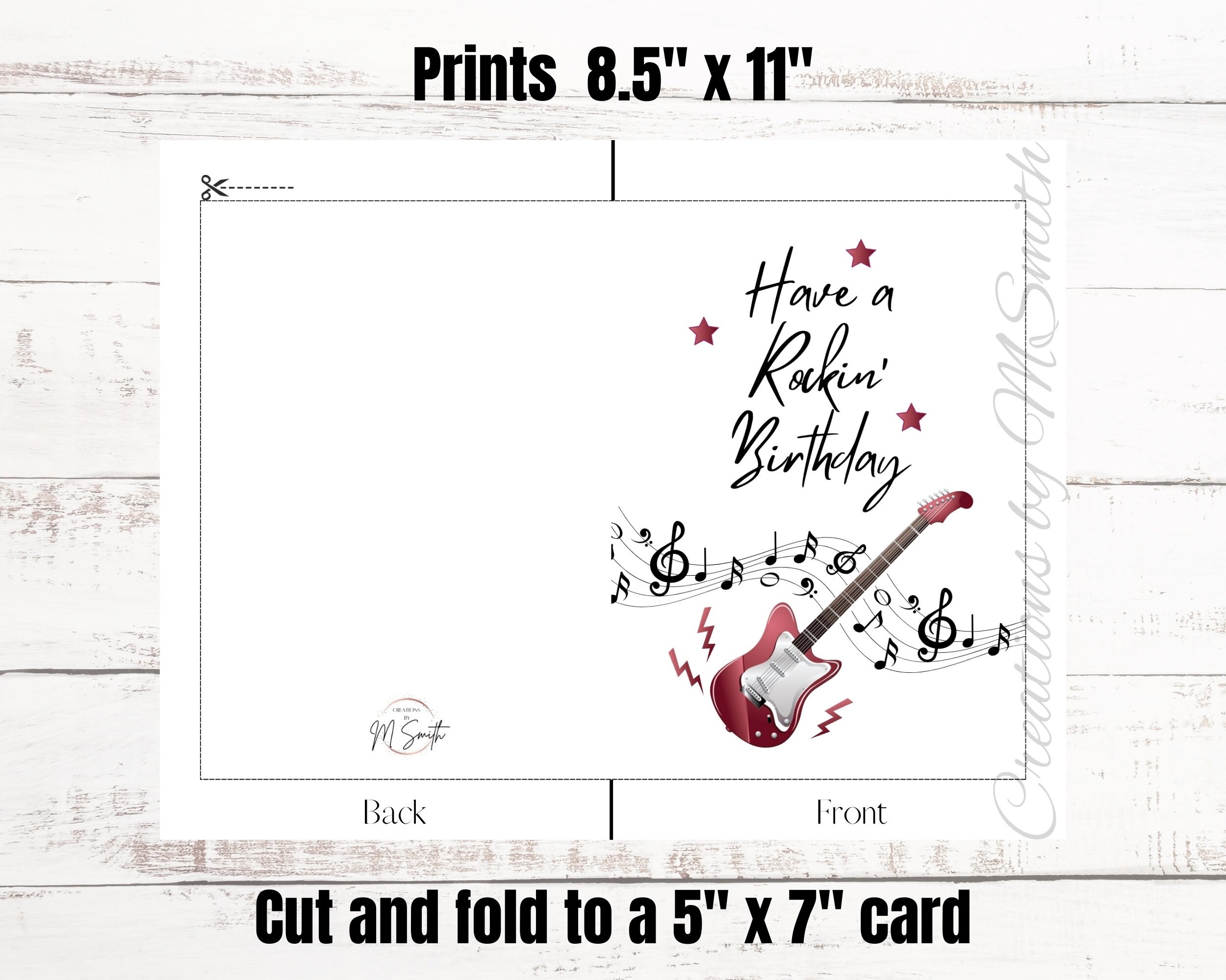 Rockin' Birthday Card, Music-themed Birthday, Guitarist Birthday Gift ...