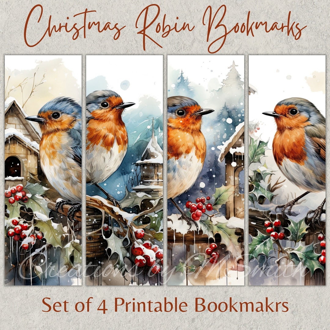 Christmas Bookmarks Printable, Winter Bird Bookmarks, Christmas Junk ...