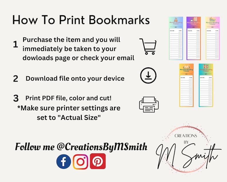 Monthly Reading Tracker Bookmarks: Set of 5 Printable Logs (PDF) - Etsy