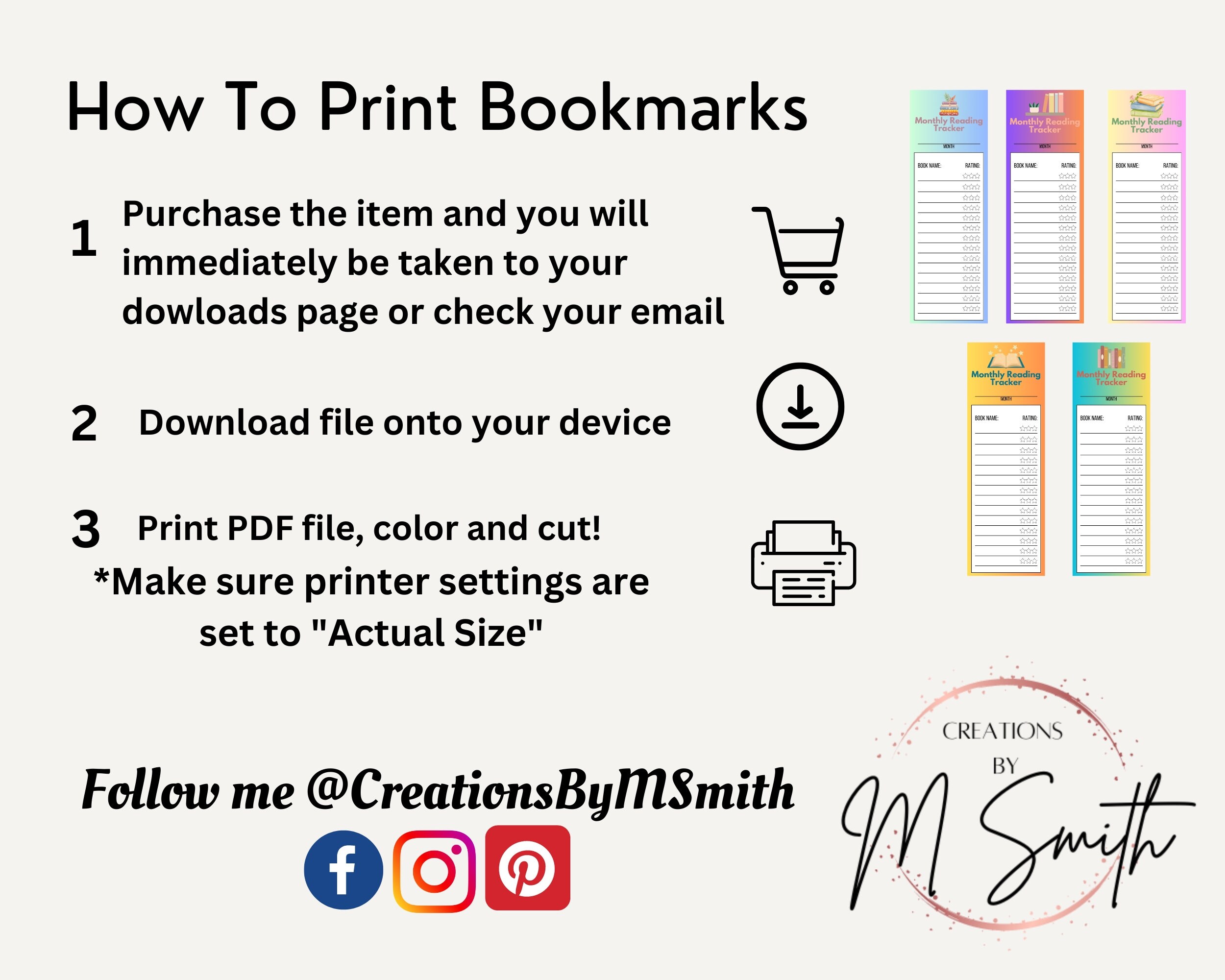 Monthly Reading Tracker Bookmarks: Set of 5 Printable Logs (PDF) - Etsy