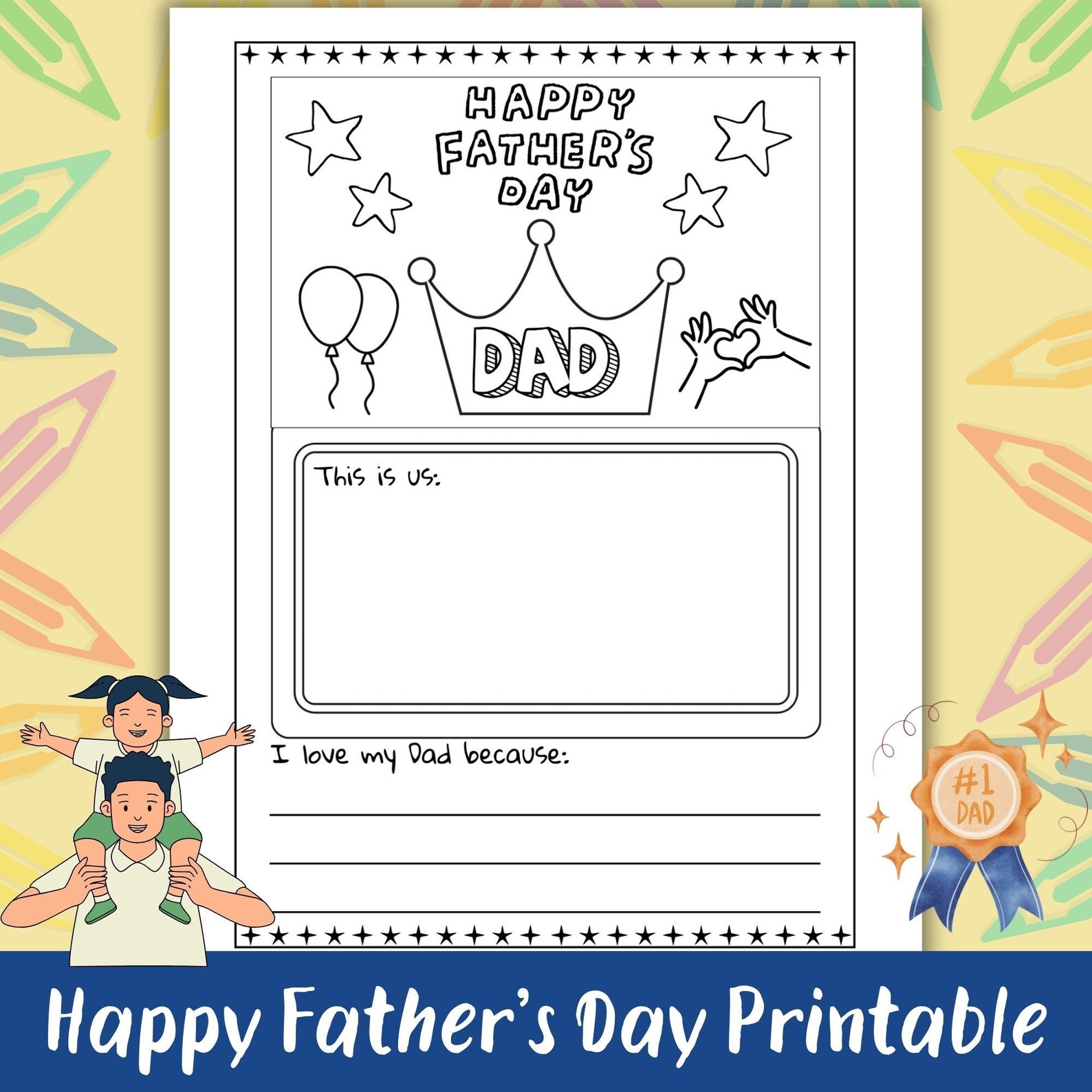 Father's Day Printables, Fathers Day Coloring Page, Father's Day Kids ...