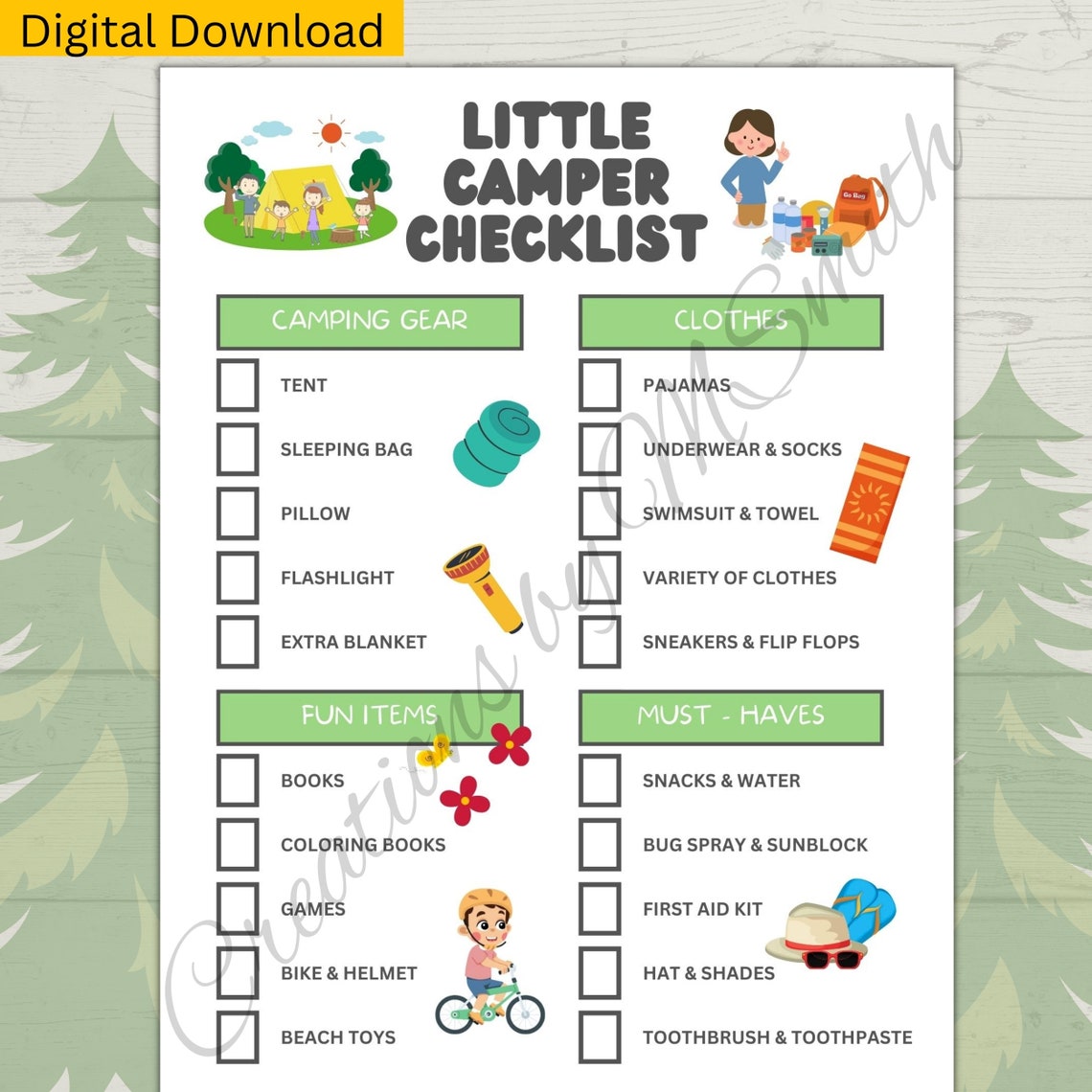 Kids Camping Checklist: Little Camper Printables (digital Download) - Etsy