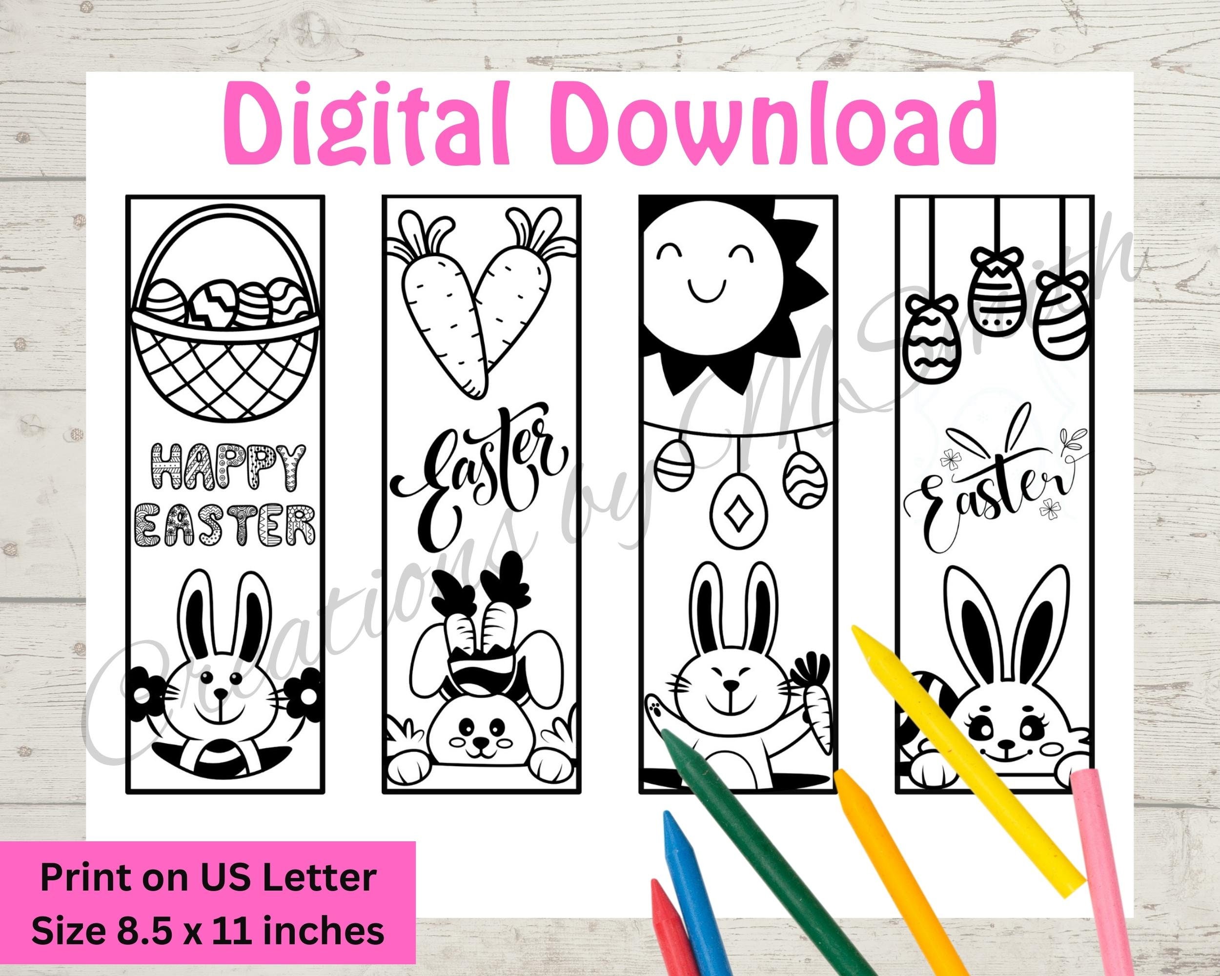 Easter Coloring Bookmarks, Easter Coloring Page, Spring Coloring Pages ...