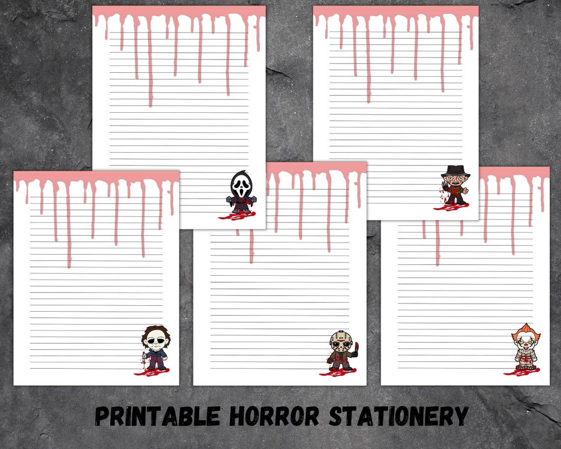 Horror Movie Stationery: Printable Lined/unlined Writing Paper (digital ...