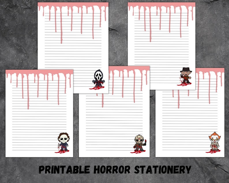Horror Movie Stationery: Printable Lined/unlined Writing Paper (digital ...