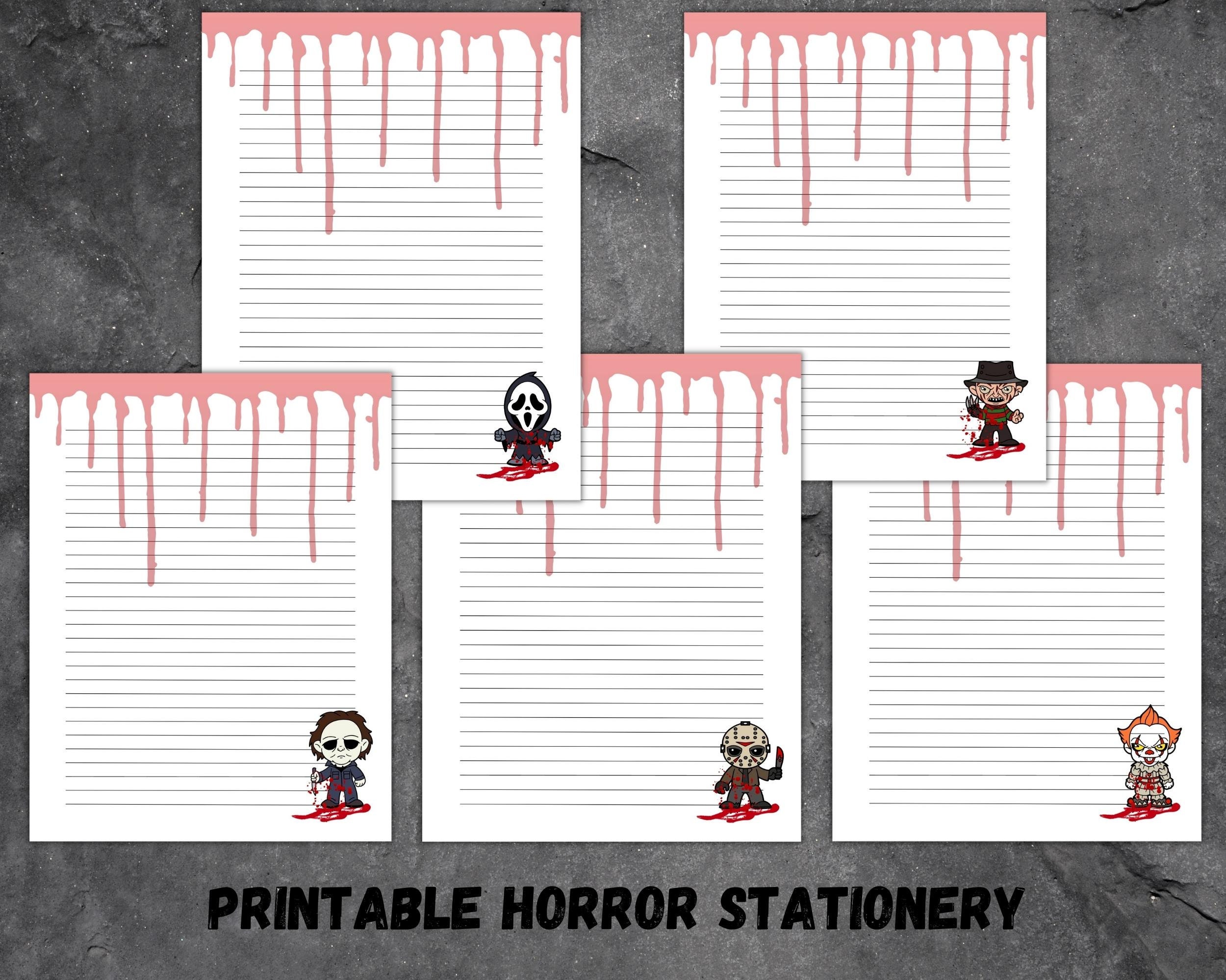 Horror Movie Stationery: Printable Lined/unlined Writing Paper (digital ...