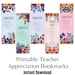 Floral Teacher Appreciation Bookmarks: Printable Thank You Gift (PDF ...
