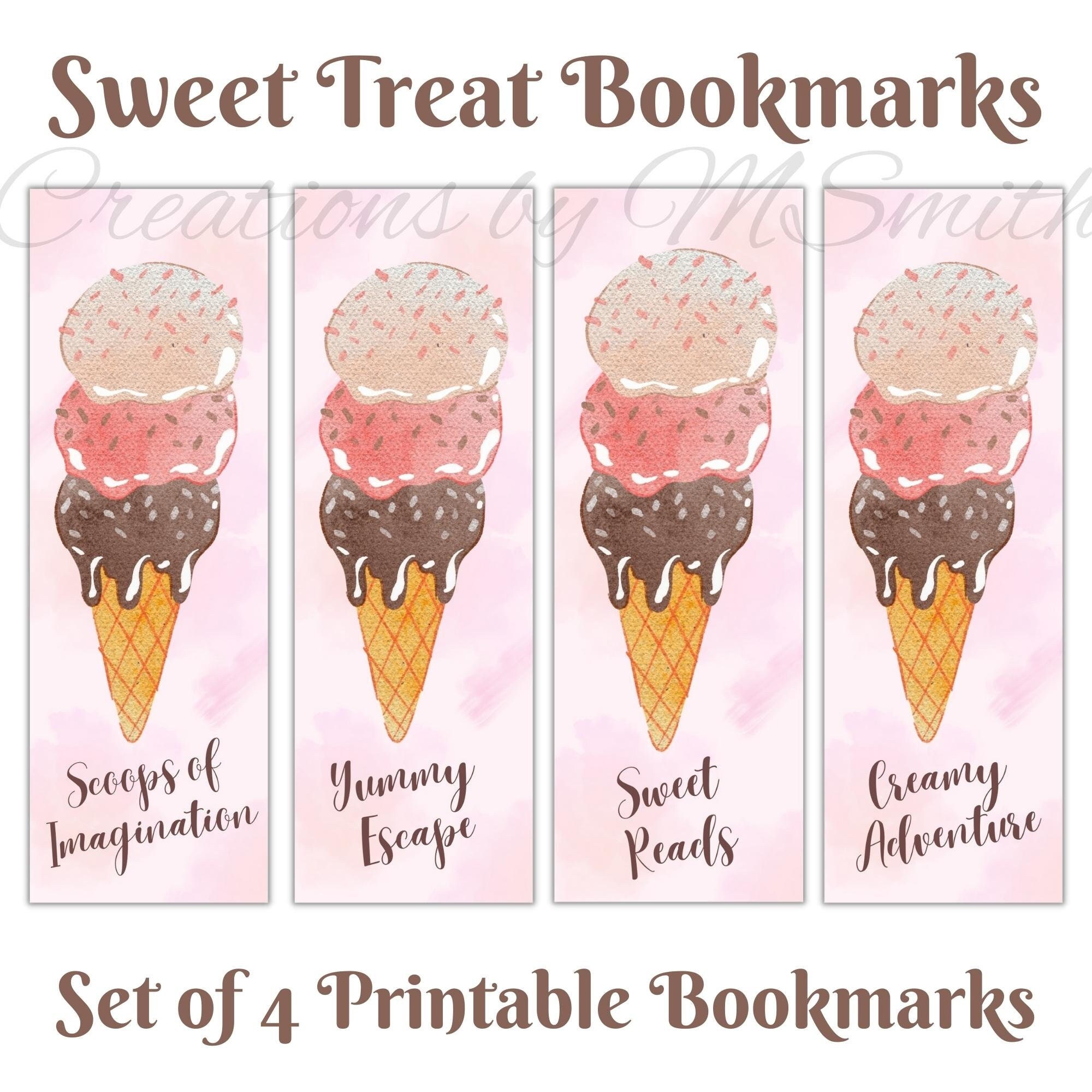 Printable Ice Cream Bookmarks, Summer Bookmarks, DIY Bookmarks, Cute ...