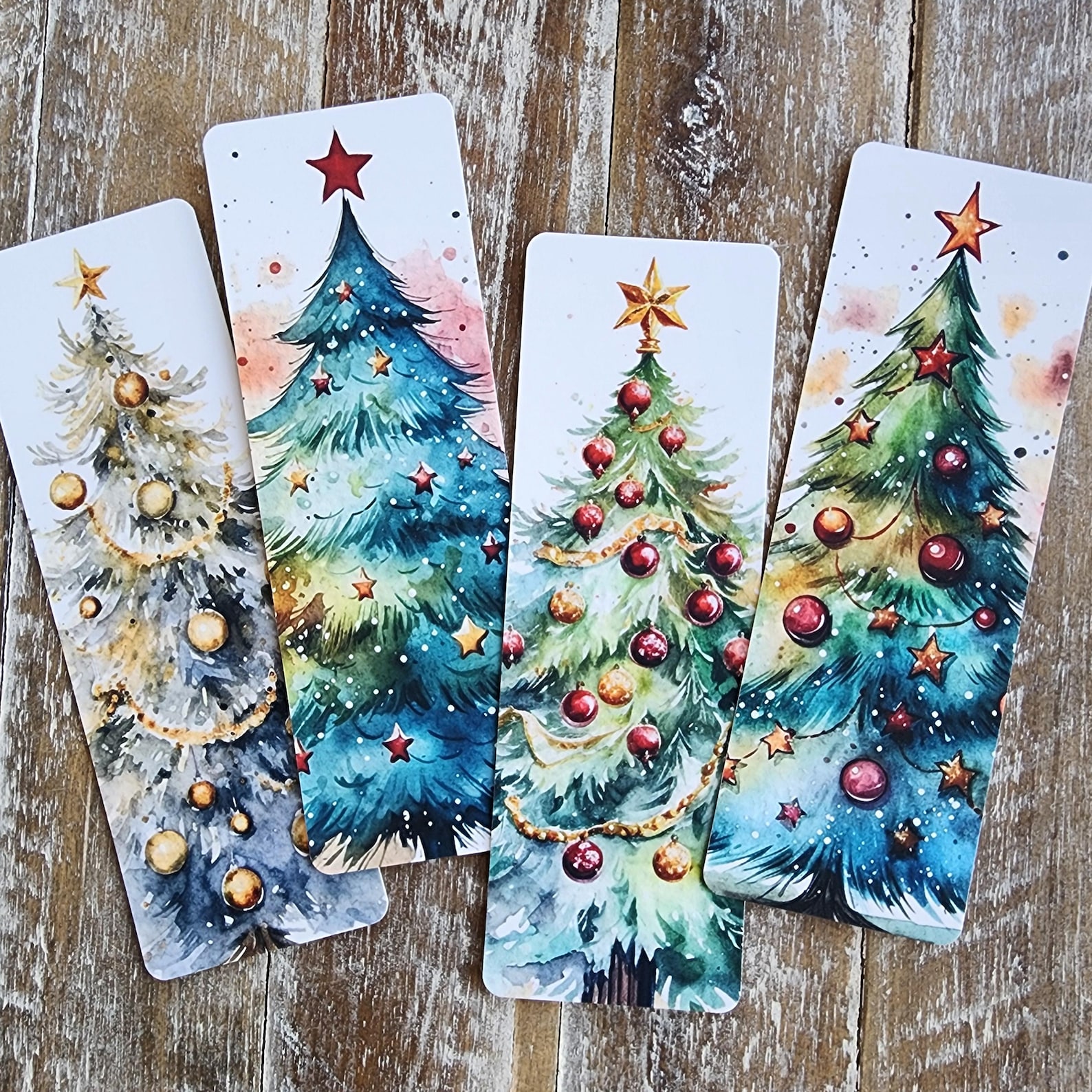 Christmas Tree Bookmarks Set of 4, Holiday Bookmarks, Holiday Party ...